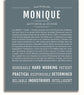 Monique Personalized Name Meaning Art Prints – Name Stories