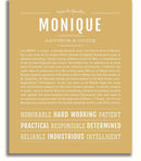 Monique Personalized Name Meaning Art Prints – Name Stories