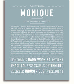 Monique Personalized Name Meaning Art Prints – Name Stories