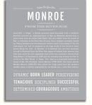 Monroe Personalized Name Meaning Art Prints – Name Stories