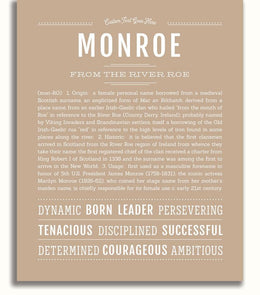Monroe Personalized Name Meaning Art Prints – Name Stories