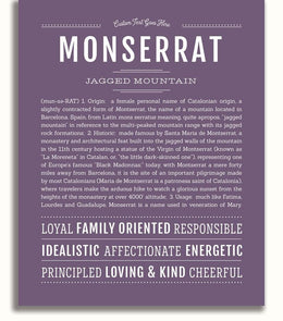 Monserrat Personalized Name Meaning Art Prints – Name Stories