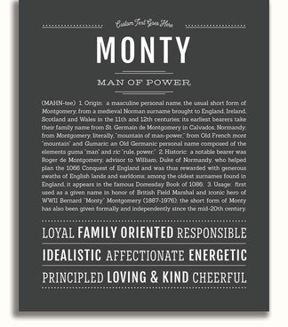 Monty | Name Art Print – Name Stories