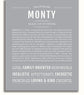 Monty Personalized Name Meaning Art Prints – Name Stories
