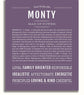 Monty Personalized Name Meaning Art Prints – Name Stories