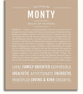 Monty Personalized Name Meaning Art Prints – Name Stories