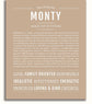 Monty Personalized Name Meaning Art Prints – Name Stories