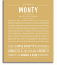 Monty Personalized Name Meaning Art Prints – Name Stories