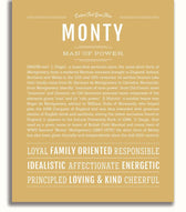 Monty Personalized Name Meaning Art Prints – Name Stories
