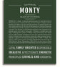 Monty Personalized Name Meaning Art Prints – Name Stories