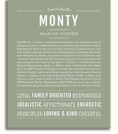 Monty Personalized Name Meaning Art Prints – Name Stories