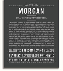 Morgan Personalized Name Meaning Art Prints – Name Stories