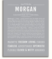 Morgan Personalized Name Meaning Art Prints – Name Stories