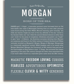 Morgan Personalized Name Meaning Art Prints – Name Stories