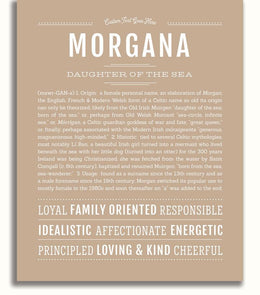 Morgana Personalized Name Meaning Art Prints – Name Stories
