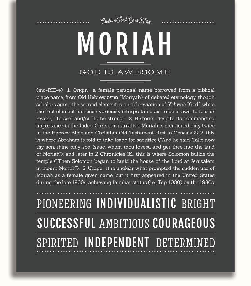 Moriah Personalized Name Meaning Art Prints – Name Stories