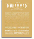 Muhammad Personalized Name Meaning Art Prints – Name Stories