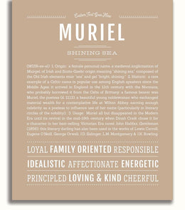 Muriel Personalized Name Meaning Art Prints – Name Stories
