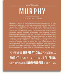 Murphy Personalized Name Meaning Art Prints – Name Stories