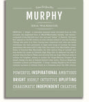 Murphy Personalized Name Meaning Art Prints – Name Stories