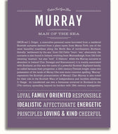 Murray Personalized Name Meaning Art Prints – Name Stories