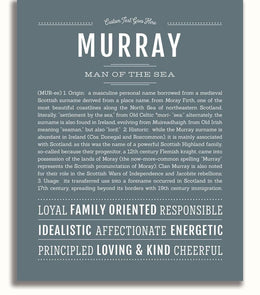 Murray Personalized Name Meaning Art Prints – Name Stories