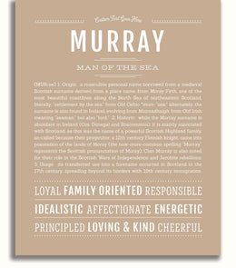 Murray Personalized Name Meaning Art Prints – Name Stories