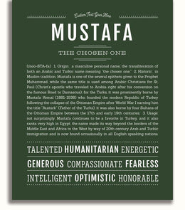Mustafa Personalized Name Meaning Art Prints – Name Stories