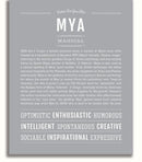 Mya Personalized Name Meaning Art Prints – Name Stories