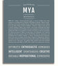 Mya Personalized Name Meaning Art Prints – Name Stories