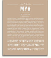 Mya Personalized Name Meaning Art Prints – Name Stories