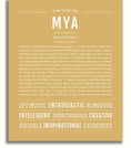 Mya Personalized Name Meaning Art Prints – Name Stories