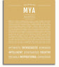 Mya Personalized Name Meaning Art Prints – Name Stories