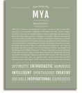Mya Personalized Name Meaning Art Prints – Name Stories