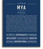 Mya Personalized Name Meaning Art Prints – Name Stories