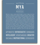 Mya Personalized Name Meaning Art Prints – Name Stories