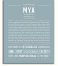 Mya Personalized Name Meaning Art Prints – Name Stories