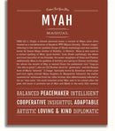 Myah Personalized Name Meaning Art Prints – Name Stories