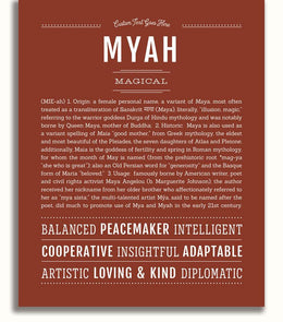 Myah | Name Art Print – Name Stories