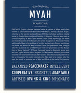 Myah Personalized Name Meaning Art Prints – Name Stories