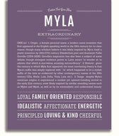 Myla Personalized Name Meaning Art Prints – Name Stories