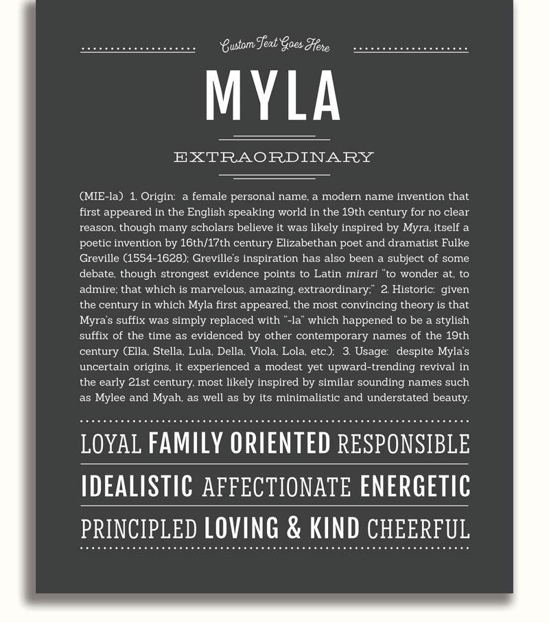 Myla Personalized Name Meaning Art Prints – Name Stories