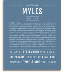 Myles Personalized Name Meaning Art Prints – Name Stories