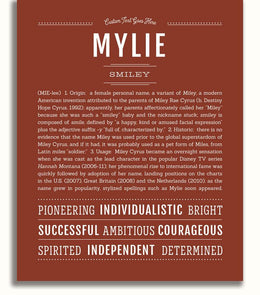Mylie Personalized Name Meaning Art Prints – Name Stories