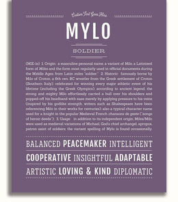 Mylo Personalized Name Meaning Art Prints – Name Stories