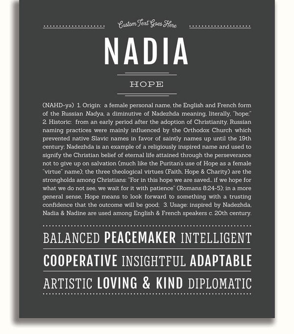 Nadia | Name Art Print - Personalized Custom Gifts – Name Stories