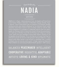 Nadia Personalized Name Meaning Art Prints – Name Stories