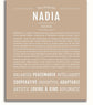 Nadia Personalized Name Meaning Art Prints – Name Stories