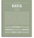 Nadia Personalized Name Meaning Art Prints – Name Stories