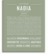 Nadia Personalized Name Meaning Art Prints – Name Stories